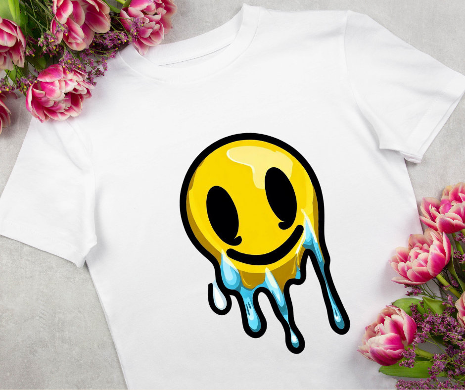 Dripping Smiley Face SVG PNG: Groovy Melted Halloween Clipart (digital ...