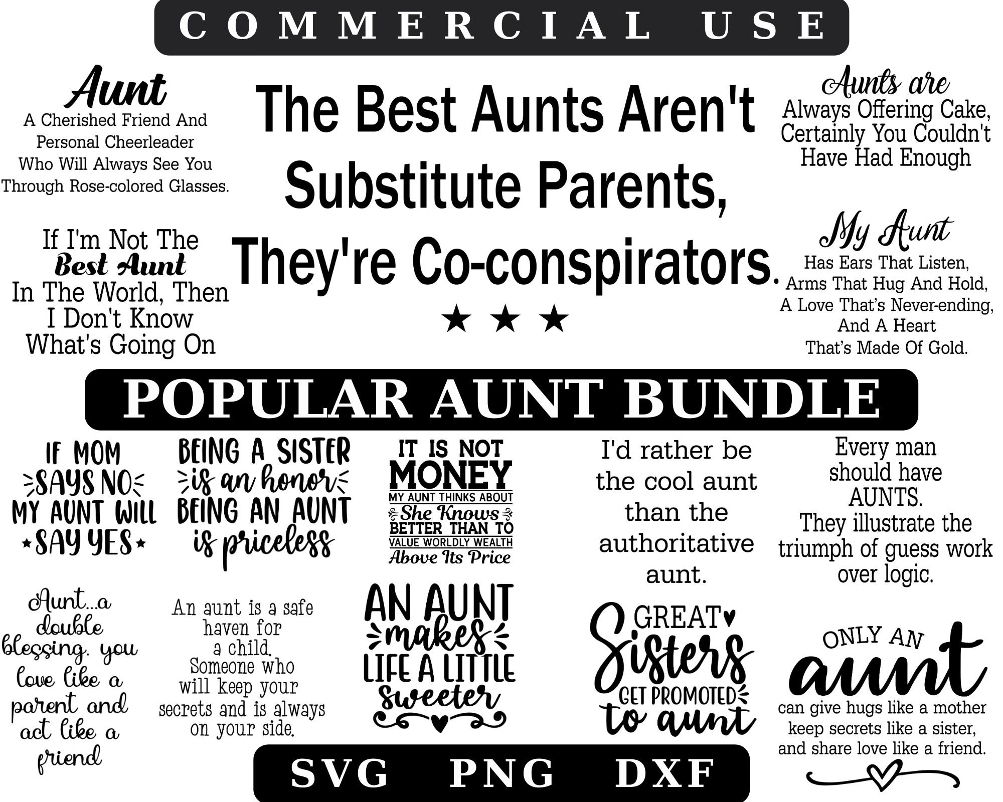 Aunt SVG Bundle: Auntie Shirt Designs (digital Download) - Etsy