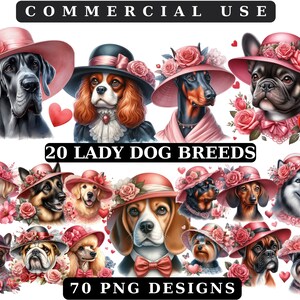 Watercolor Dog Clipart, Lady Valentine Digital Images, Transparent ...