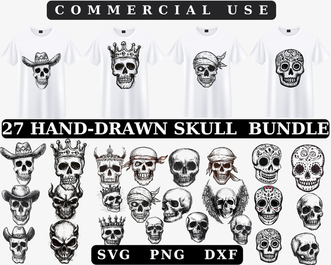 Skull Svg Bundle, Skull Png Files, Sugar Skulls Svg, Skull PNG Bundle ...