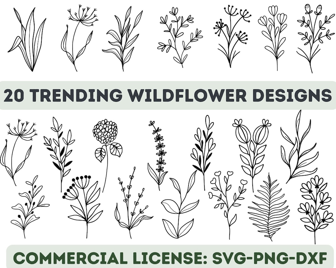 Wildflower Svg Bundle - Floral Svg - Flower Svg - Botanical Svg ...