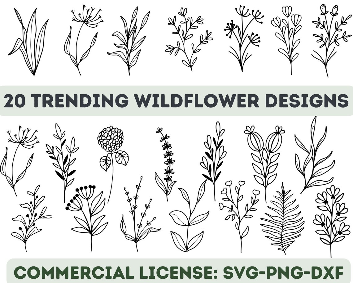 Wildflower Svg Bundle Floral Svg Flower Svg Botanical - Etsy