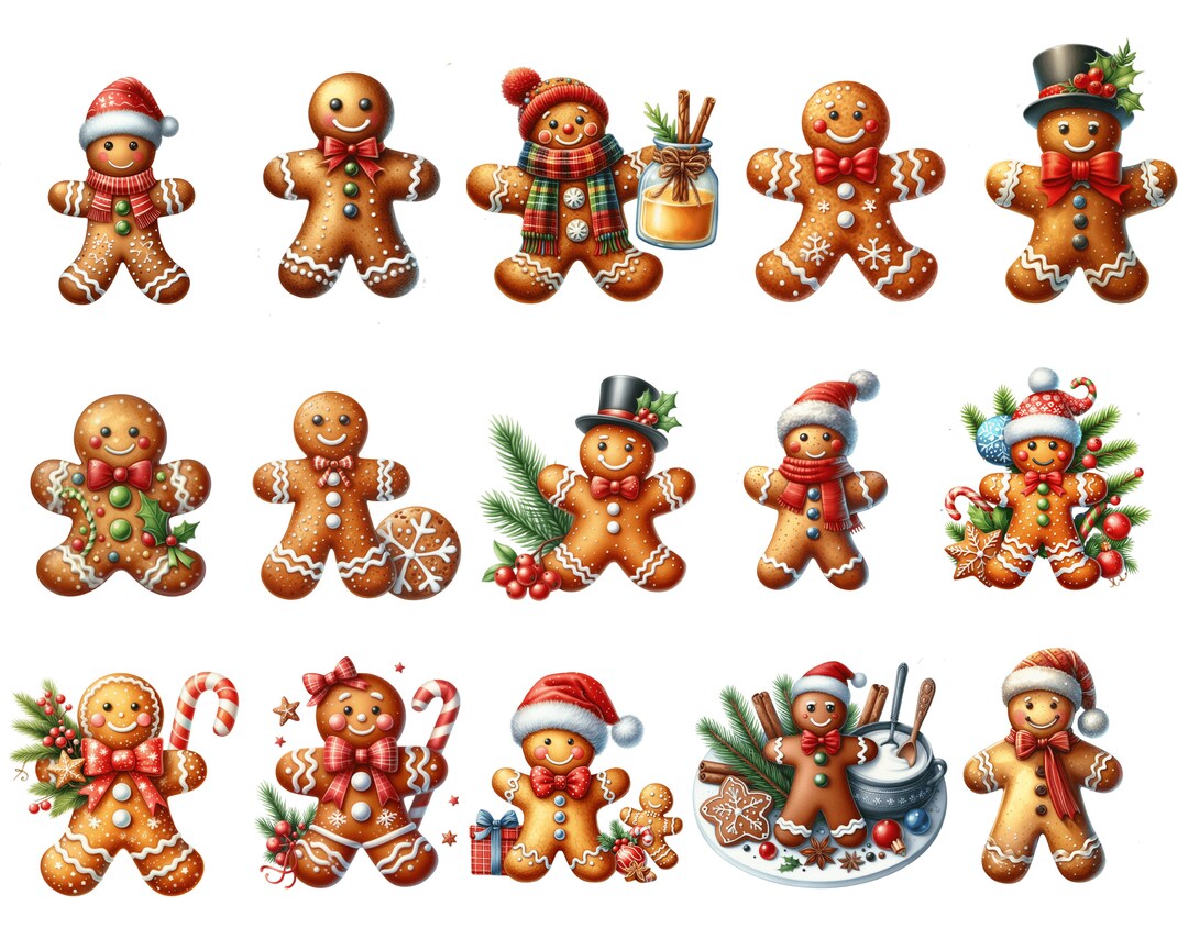Watercolor Christmas Gingerbread Man PNG Clipart: Festive Designs ...