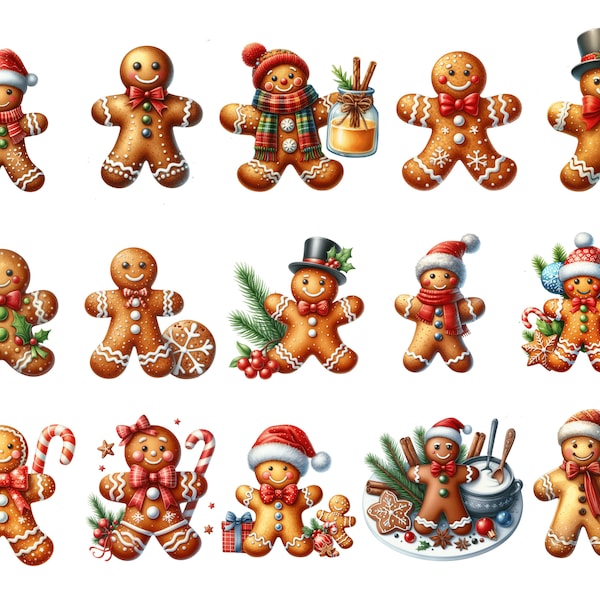 Gingerbread Clipart - Etsy