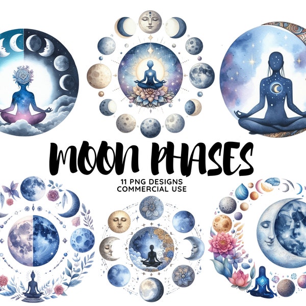 Watercolor Moon - Etsy