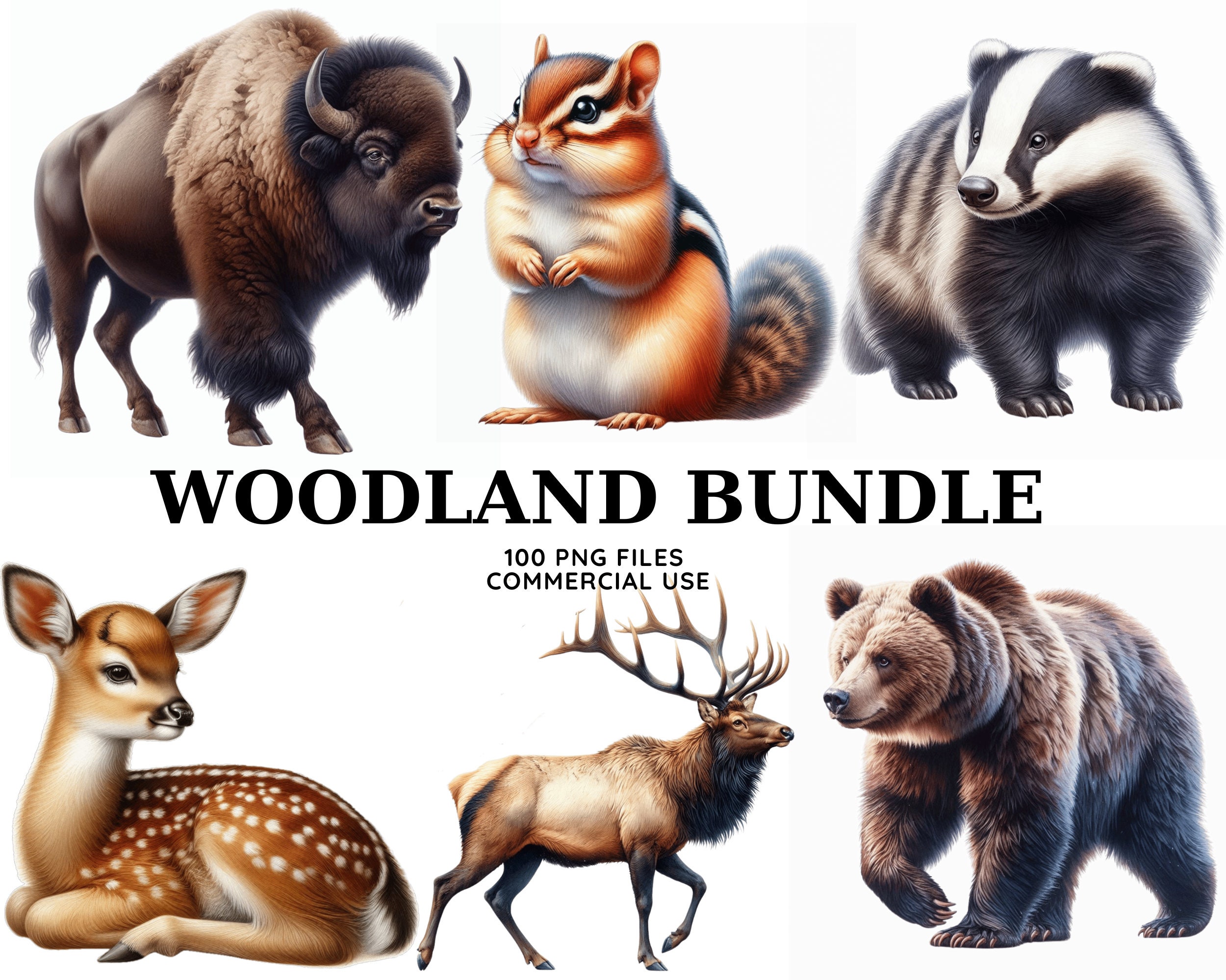 Woodland Animals Clipart: 100+ Forest Creature Pngs (digital Download ...