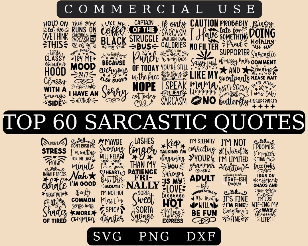 Sarcastic Bundle SVG, Sarcastic Svg Files, Sarcasm Svg, Funny Svg ...