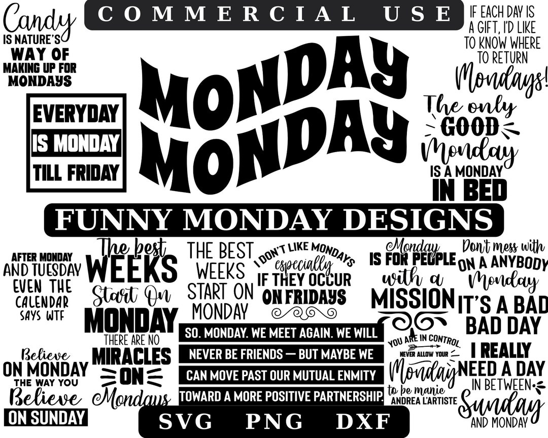 Funny Monday Quotes SVG Bundle: Sarcastic Shirt Designs (digital ...