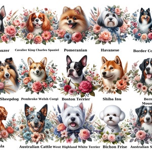 Dogs Clipart Bundle,mega Dog Breeds Clip Art, Watercolor Portrait,puppy ...