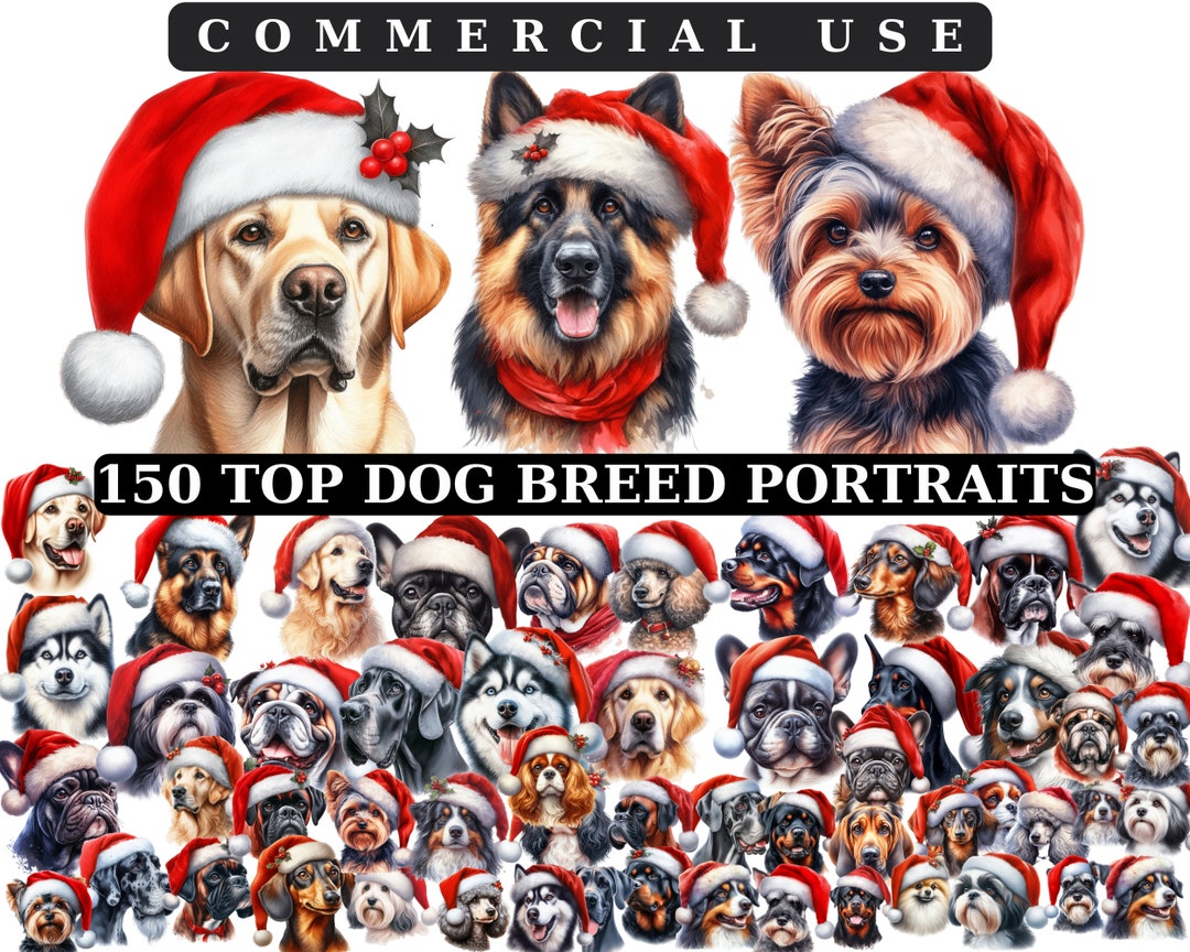 Watercolor Christmas Dogs Clipart Bundle, Puppies Christmas PNG ...