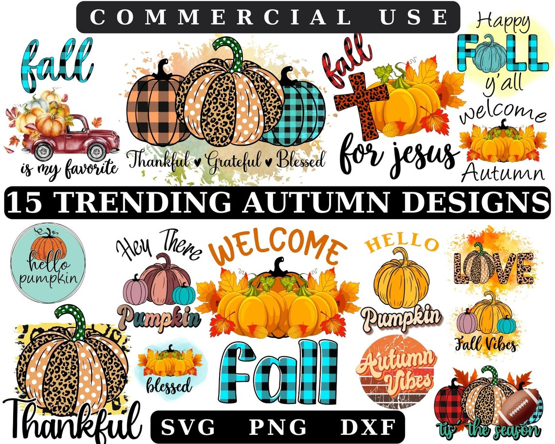 Autumn Sublimation SVG Bundlehappy Fall Pngautumn - Etsy