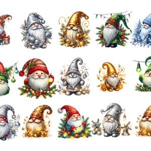 Watercolor Christmas Gnome Clipart, 29 High Quality PNG Files ...