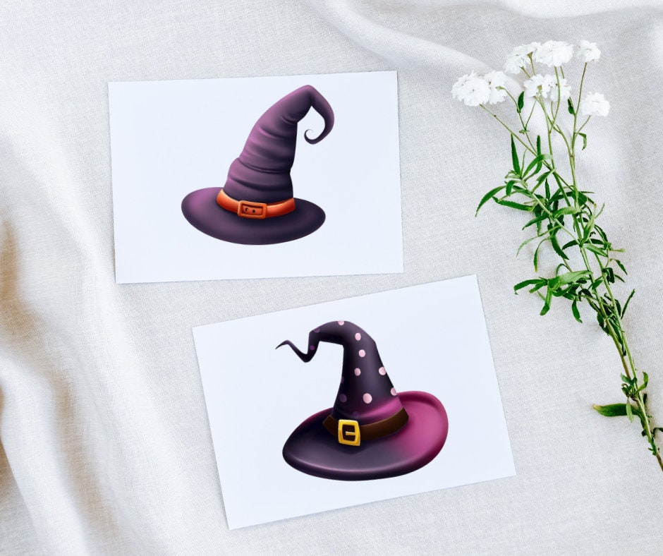 Watercolor Witch Hat Clip Art Bundle: Halloween PNG, SVG, DXF (digital ...
