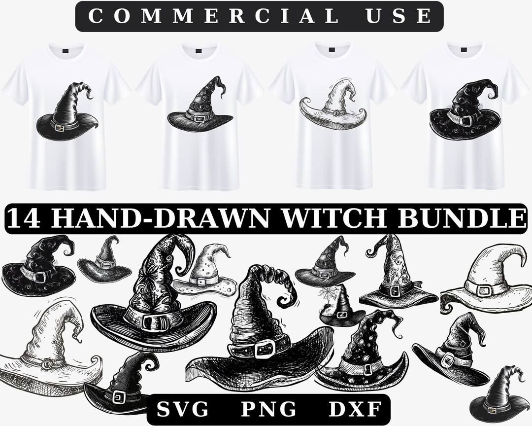 Halloween Witch Hat Clipart Bundle Digital Download Printable Wall Art ...