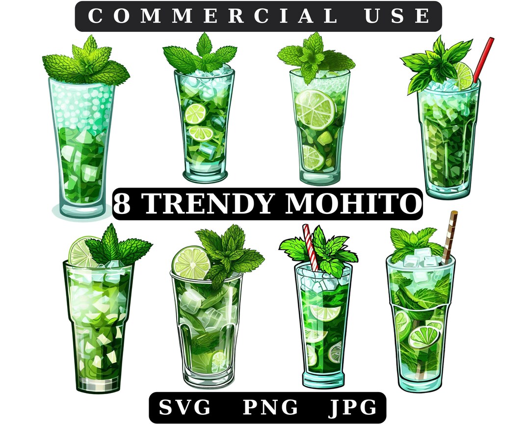 Mojito Clipart Bundle: Summer Cocktail Art (PNG, SVG, JPG) - Etsy