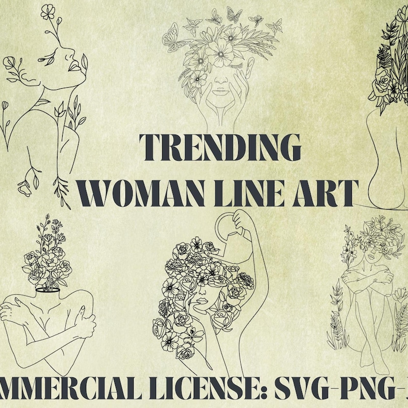 Line Art Woman Svg - Etsy