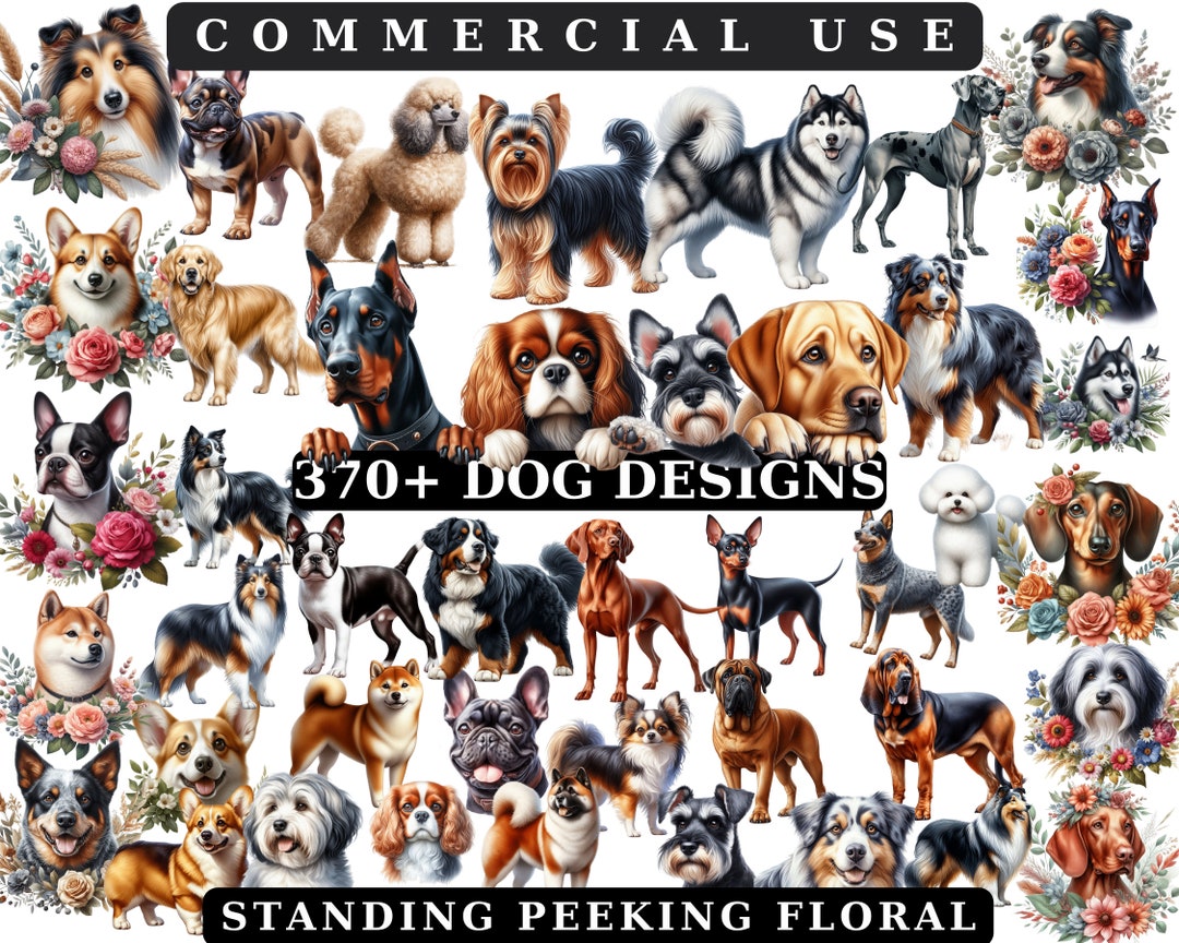 Watercolor Puppy Clipart, 370 Dog Breeds Clipart Bundle, Puppy Dog ...