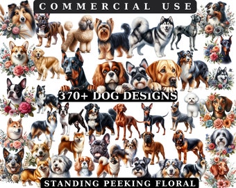 Cartoon Puppy Clipart, 100 Dog Breeds Clipart Bundle, Puppy Dog Clipart ...