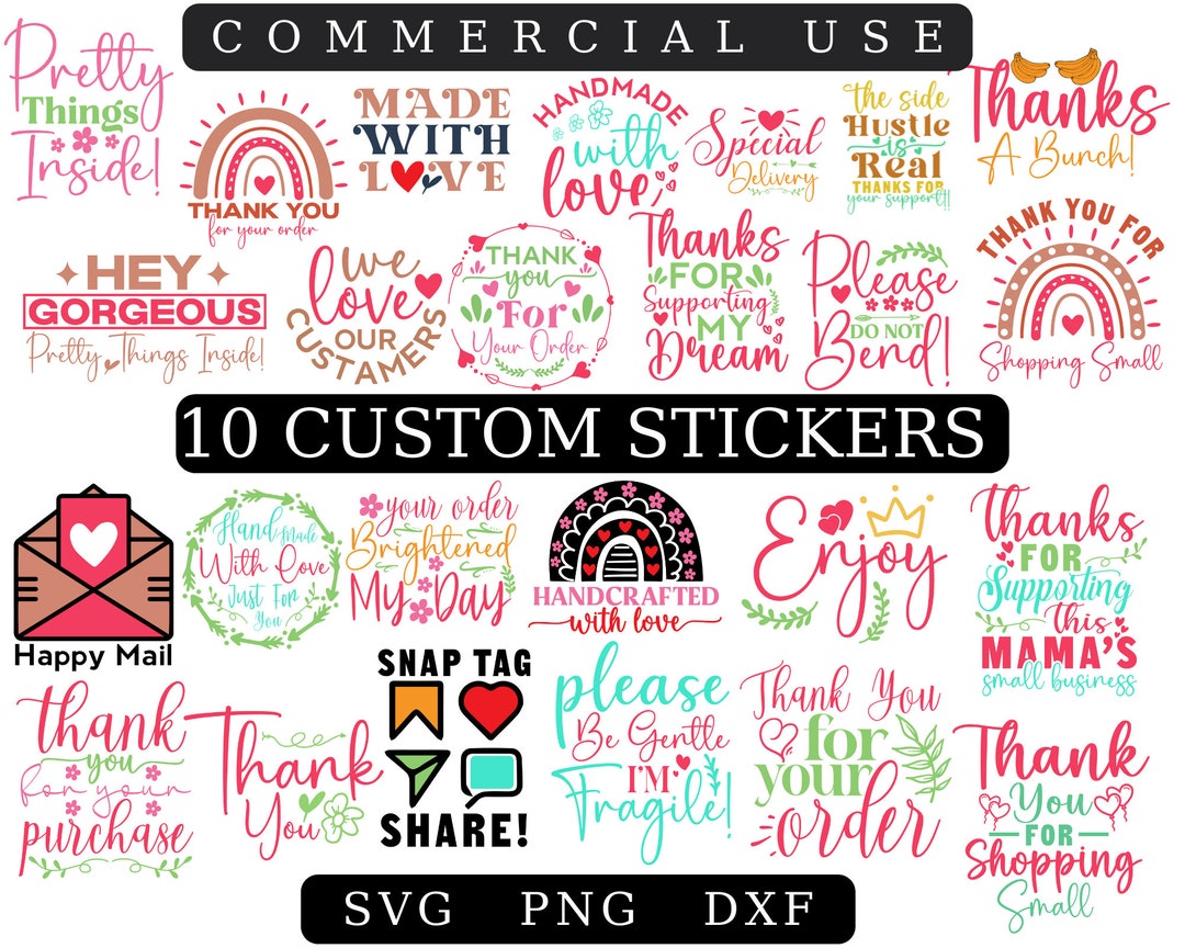 Custom Digital Stickers SVG PNG JPG Hand Lettered, Packaging Sticker ...