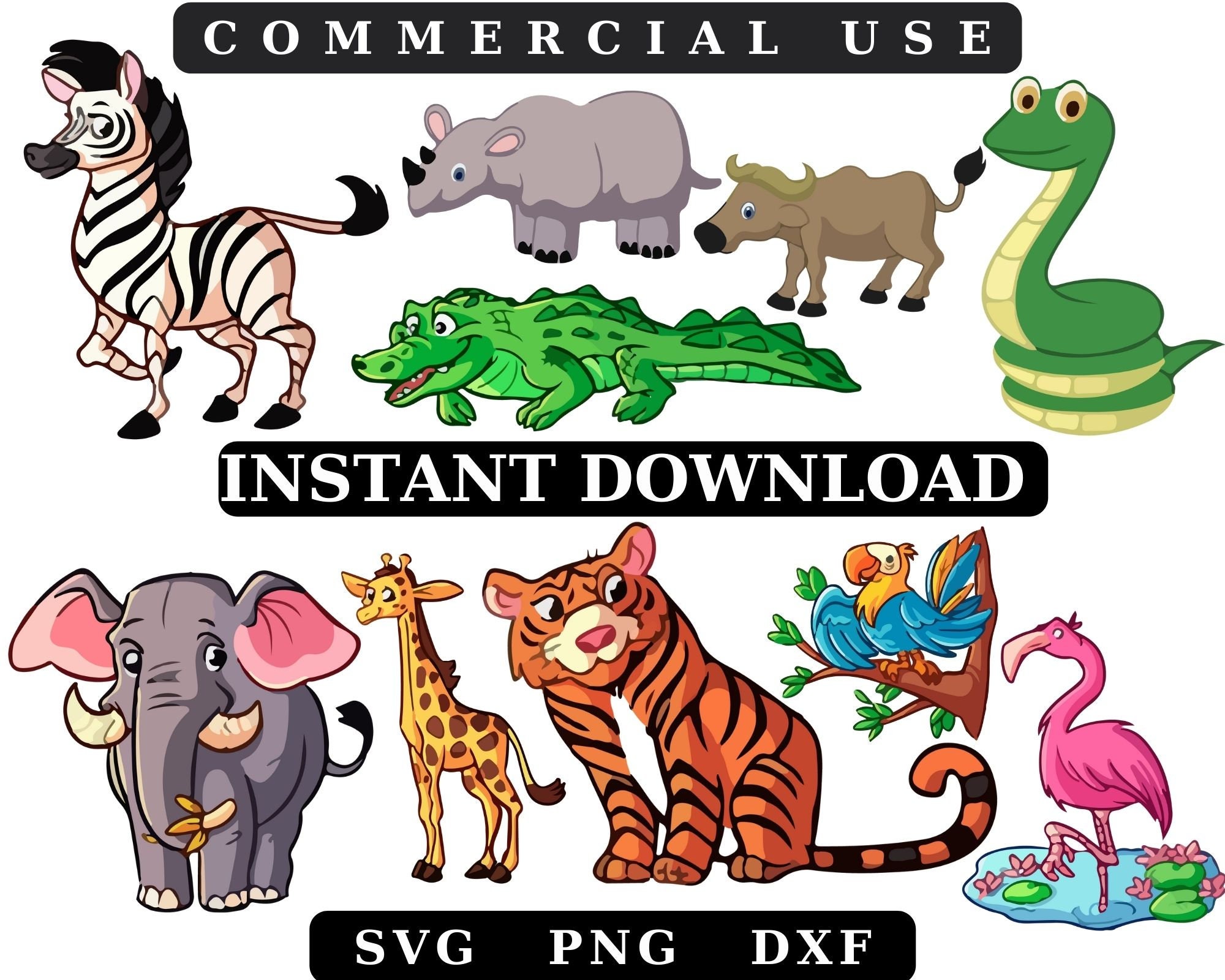 Animal SVG Safari Animals SVG Jungle Animals SVG Cute - Etsy