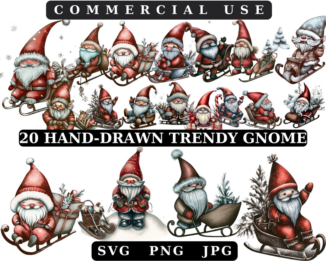 Winter Gnomes PNG, Christmas Gnome Slides PNG Graphics, Winter Merry ...