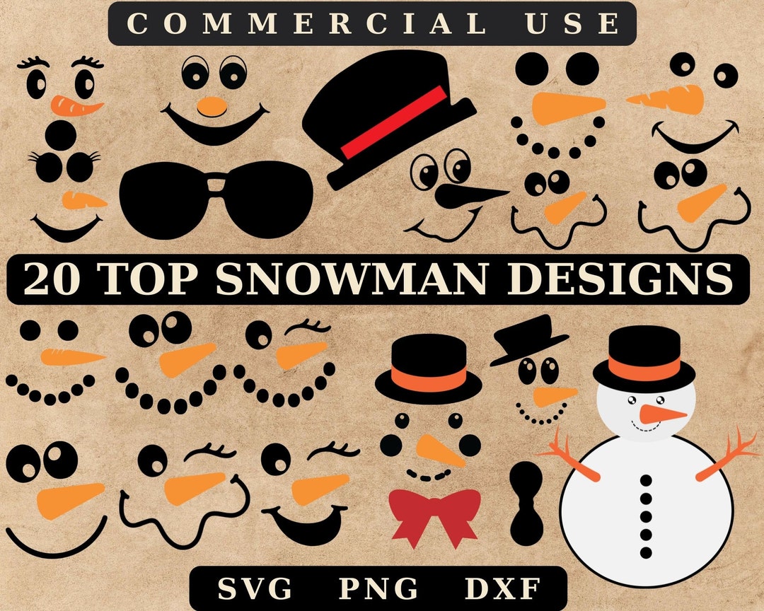 SNOWMAN FACE Svg,christmas Snowman Svg, Winter Holiday Snowman Svg ...