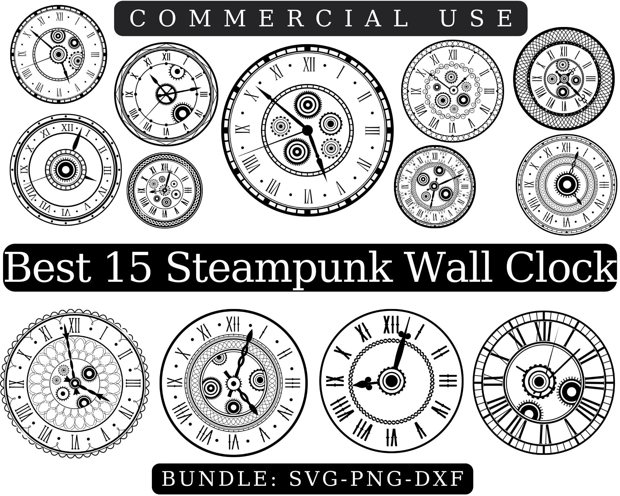 CLOCK FACE SVG Bundle Steampunk Wall Clock Instant Download - Etsy UK