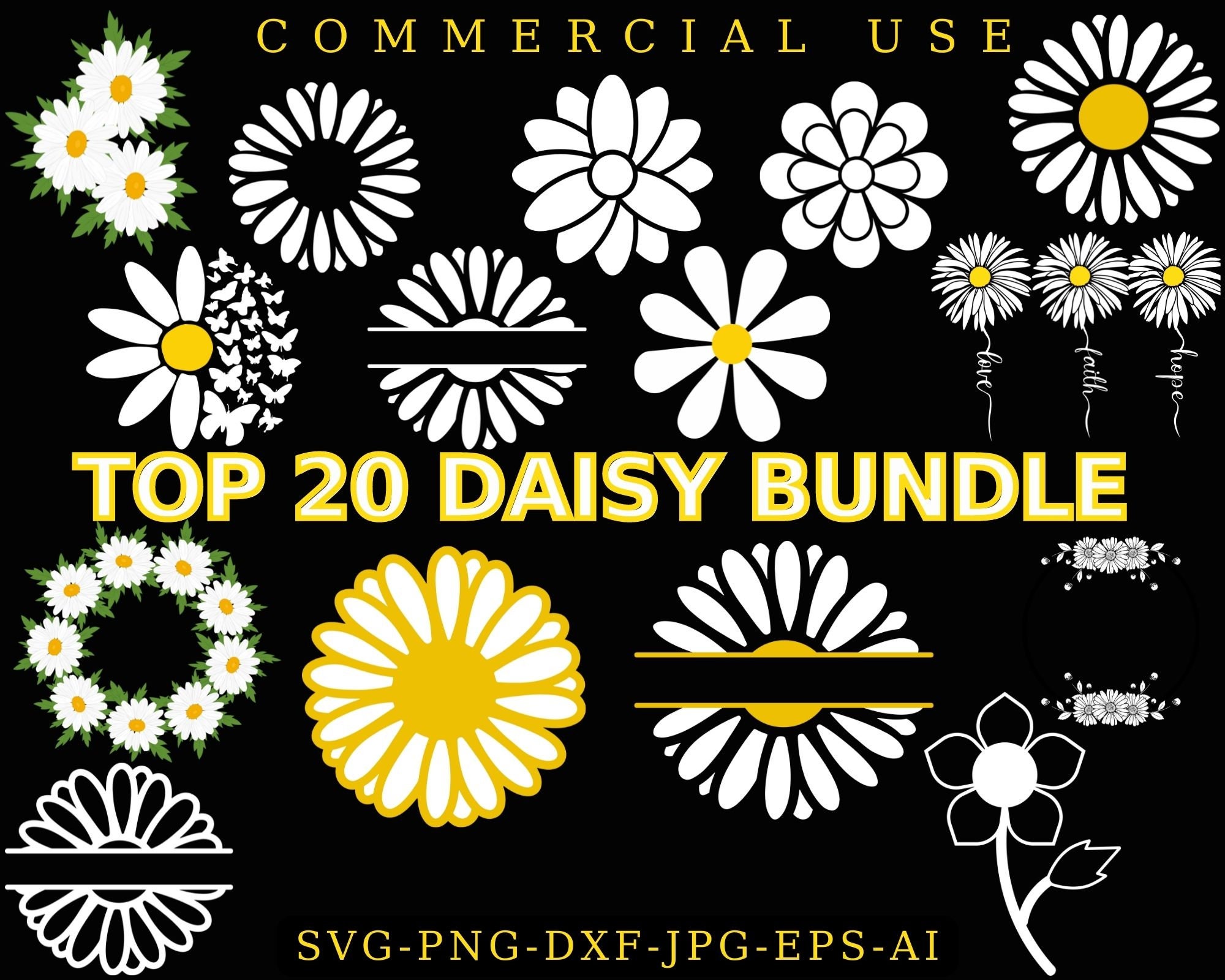 DAISY SVG BUNDLE Daisy Flower Svg Spring Svg Daisy - Etsy