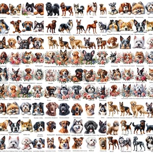 1200+ Puppy Clipart Bundle Dog Peeking Portrait Floral Standing Siting ...