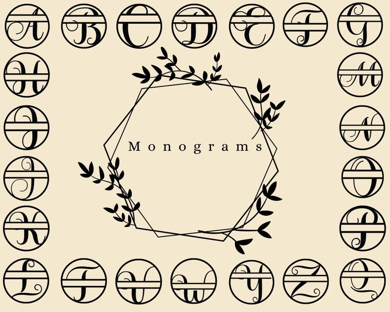 Circle Monogram Svg Keychain Svg Circle Monogram Font | Etsy