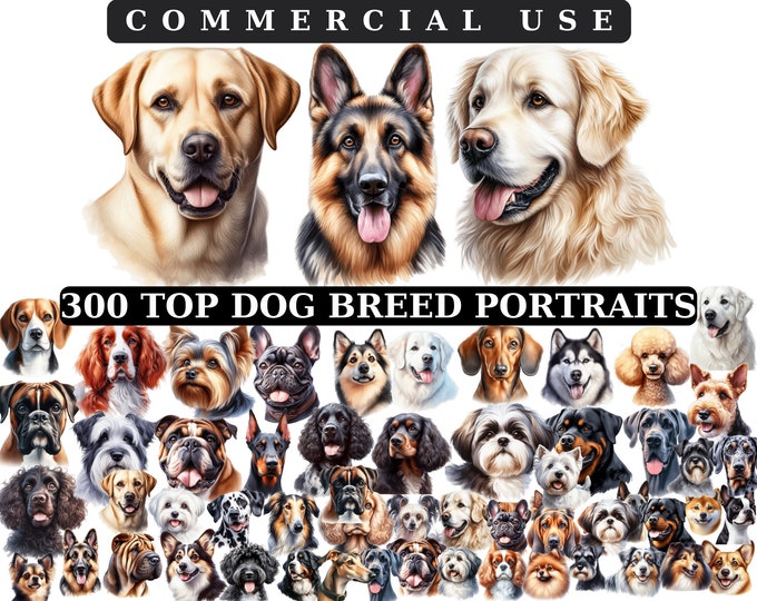 Big Dog Breeds Clipart Bundle Labeled Dog PNG Set - Etsy Canada