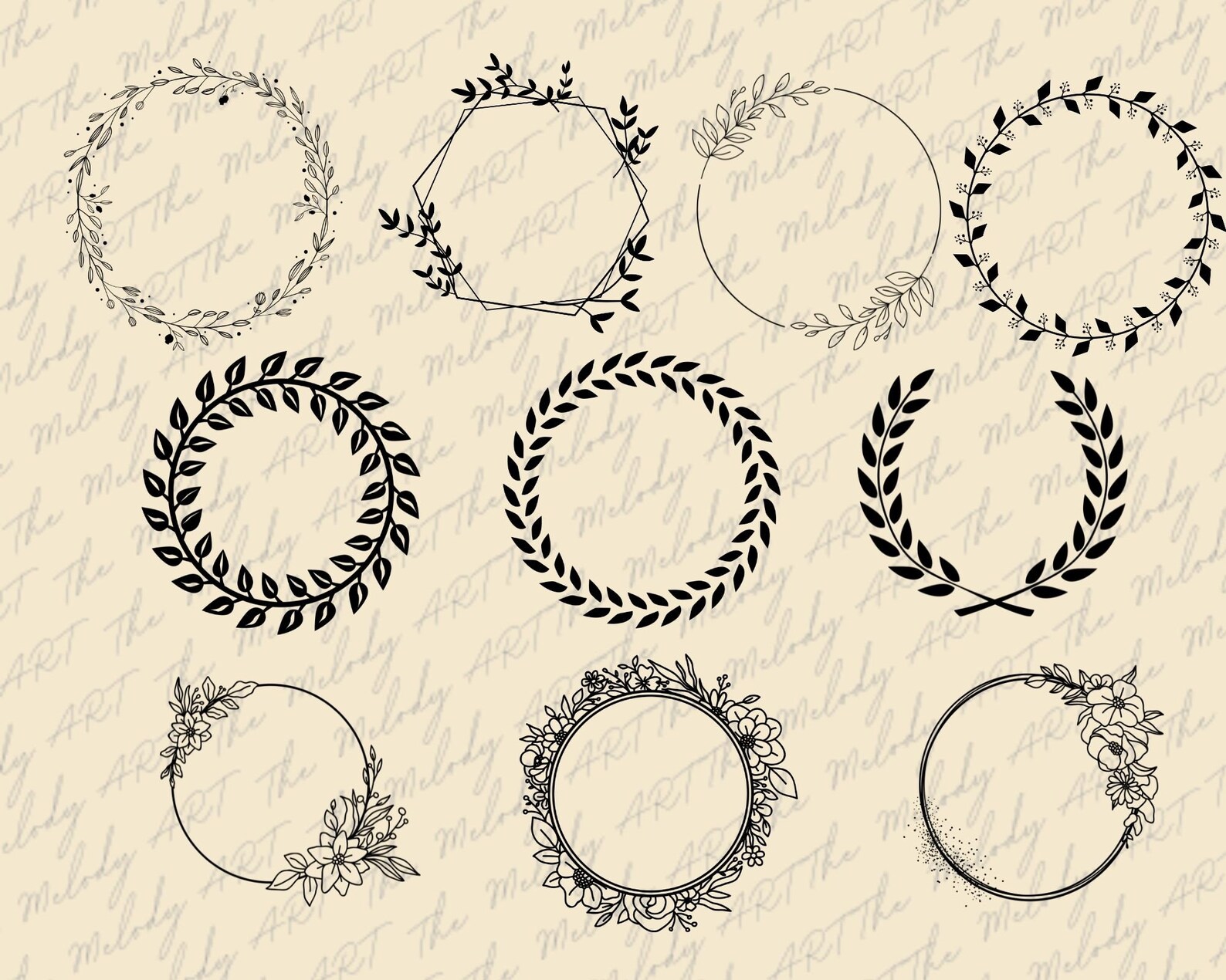 Wreath SVG PNG DXF Bundle Wedding Wreath Svg Laurel - Etsy