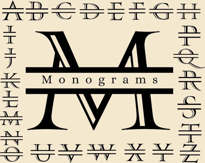 Monogram Letters Svg Fancy Monogram Font Fancy Letters Svg - Etsy
