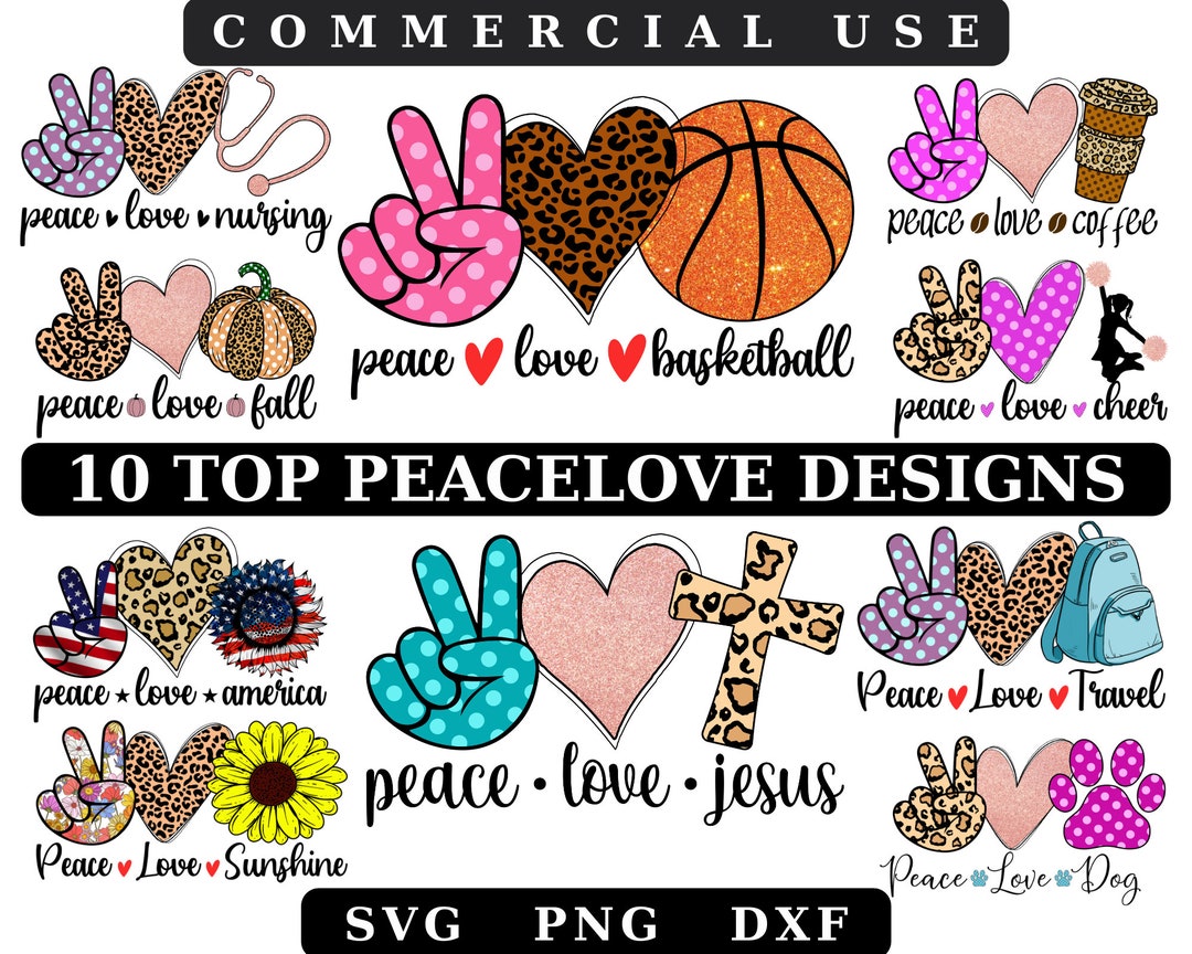 Peace Love BUNDLE, Peace Love Svg, Hope Faith Love SVG, Graphic Tee Svg ...
