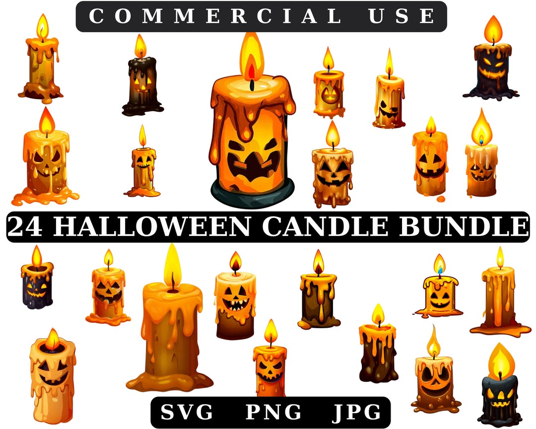 Halloween Candle Clipart, Watercolor Pumpkin Candle Clipart PNG, Scary ...