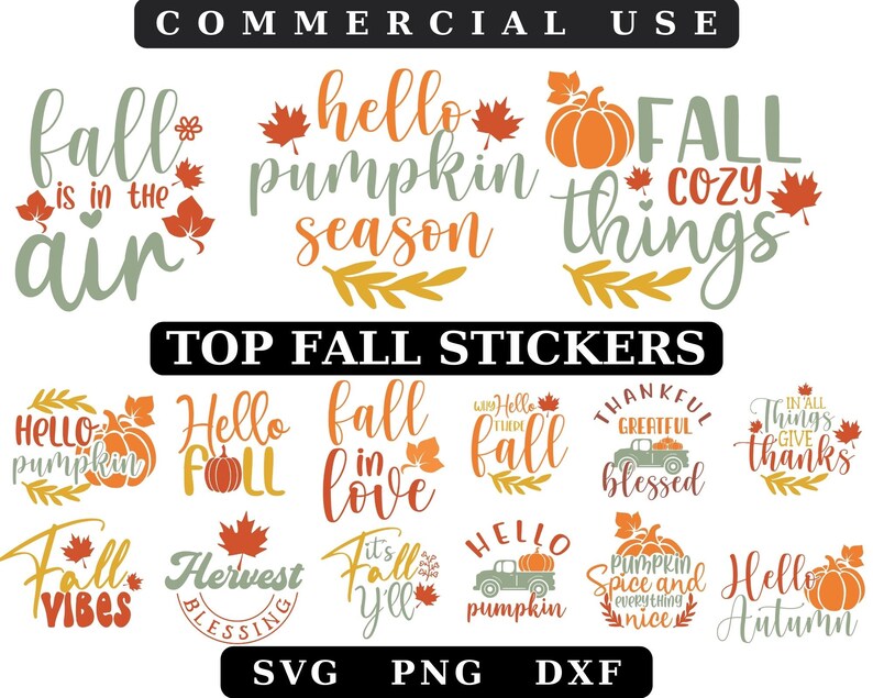 Fall Stickers Svg Fall SVG Fall SVG Bundle Autumn Svg - Etsy