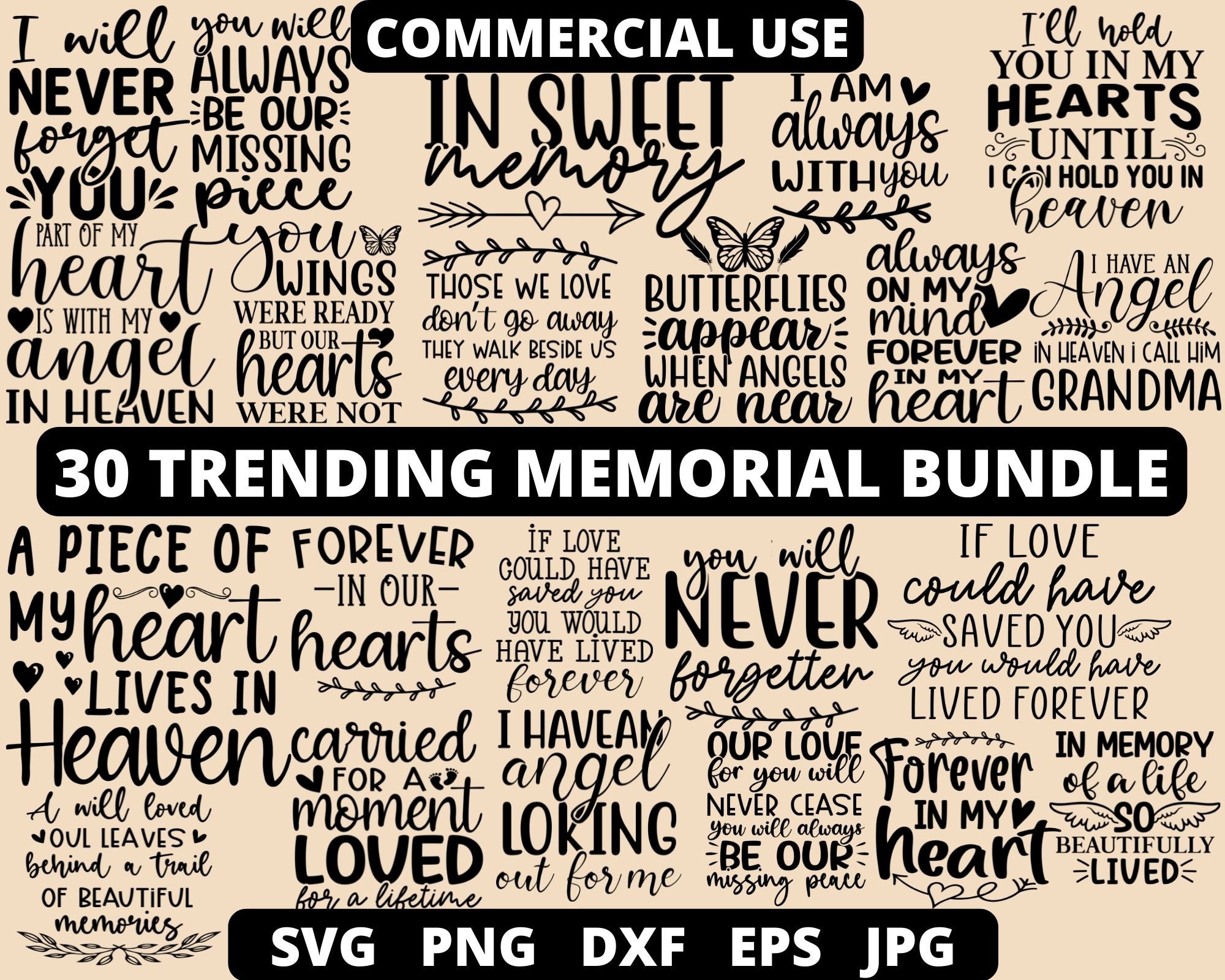 Memorial Svg Bundle Designs Bereavement Svg in Memory Svg - Etsy