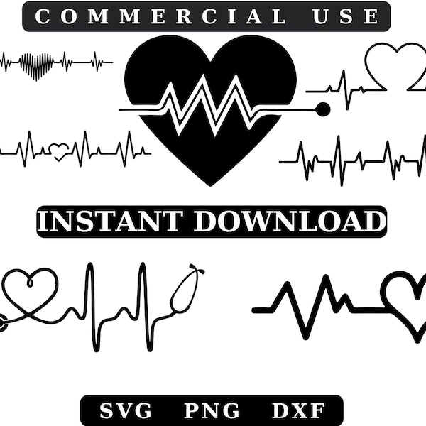 Heartbeat Svg - Etsy