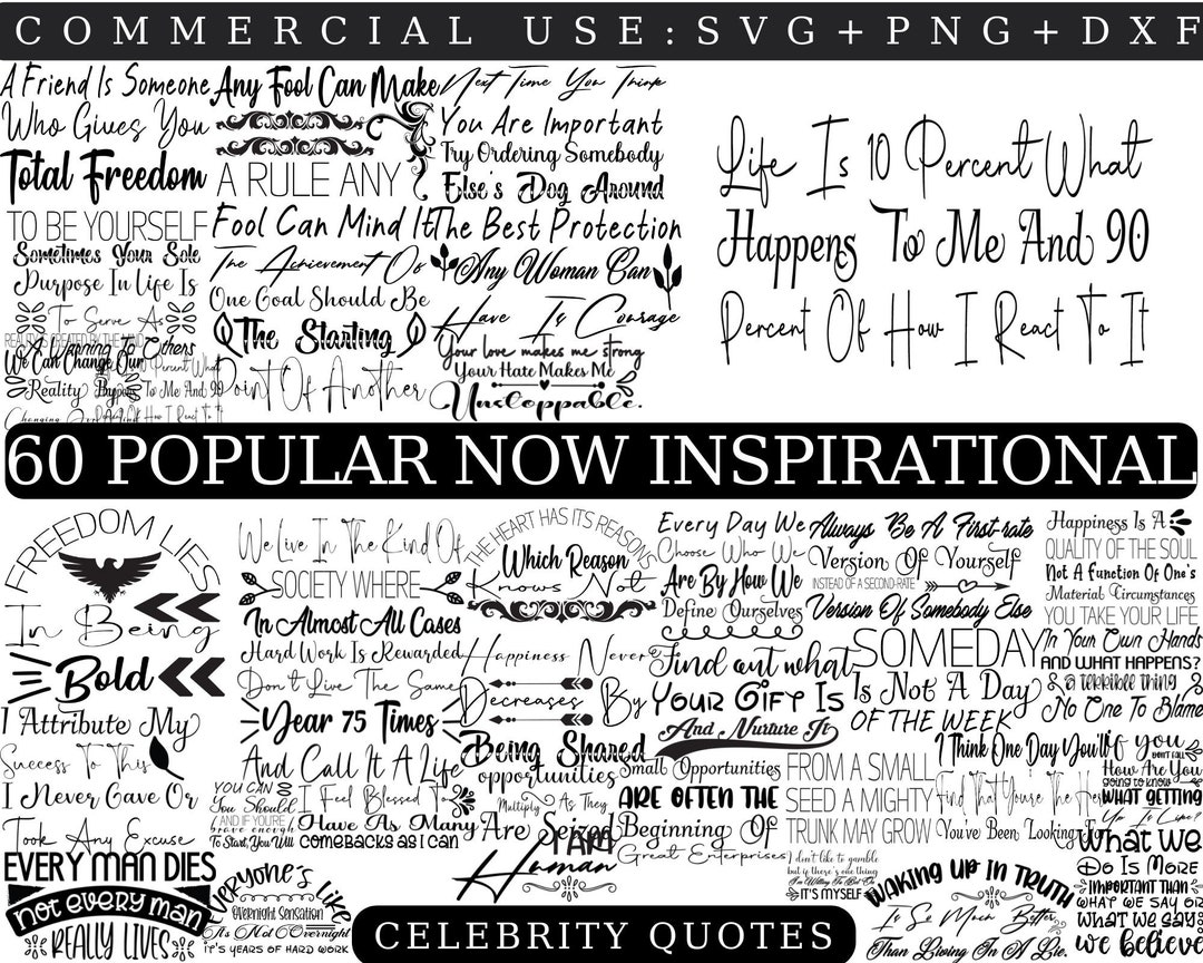 Inspirational Celebrity Quotes SVG Bundle (PNG & DXF) - Etsy