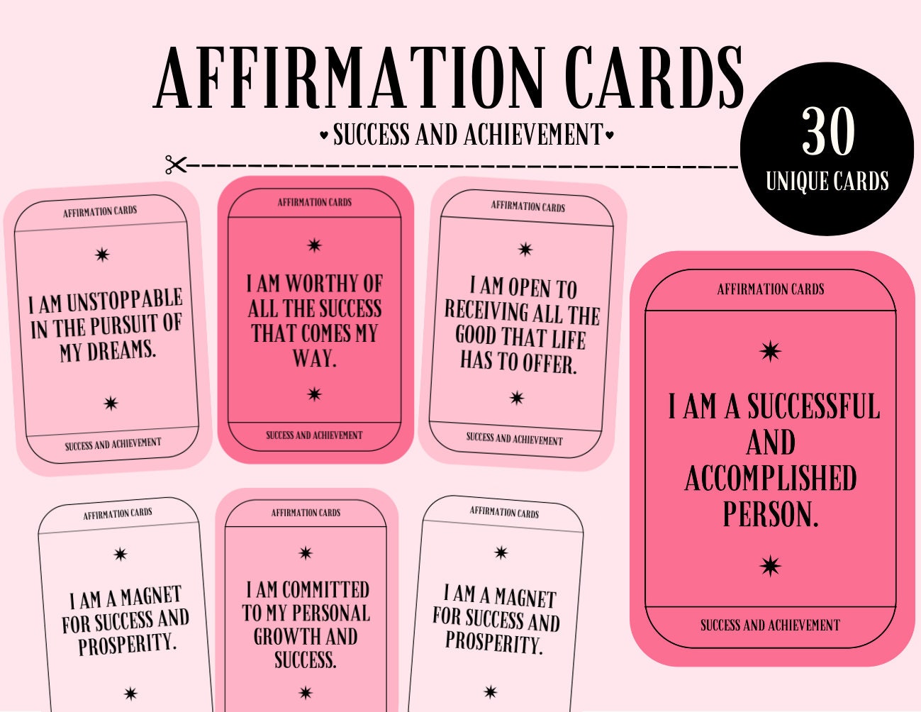 Success Affirmation Cards: 30 Positive Quote Flash Cards (digital ...