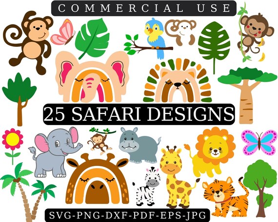 SAFARI ANIMALS SVG Cut File Bundle Giraffe Tropical - Etsy Australia