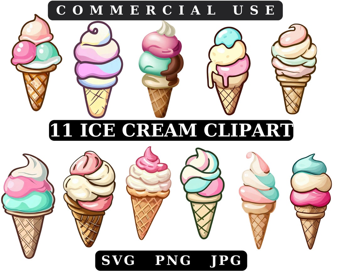 Ice Cream Cone Clipart, Sweet Ice Cream Svg, Cute Summer Clipart ...