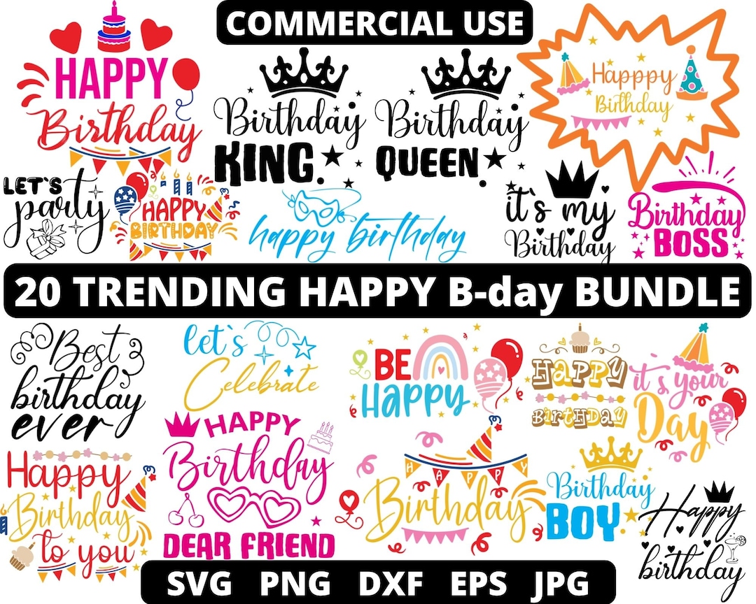 Happy Birthday SVG Bundle: Party Clipart (digital Download) - Etsy