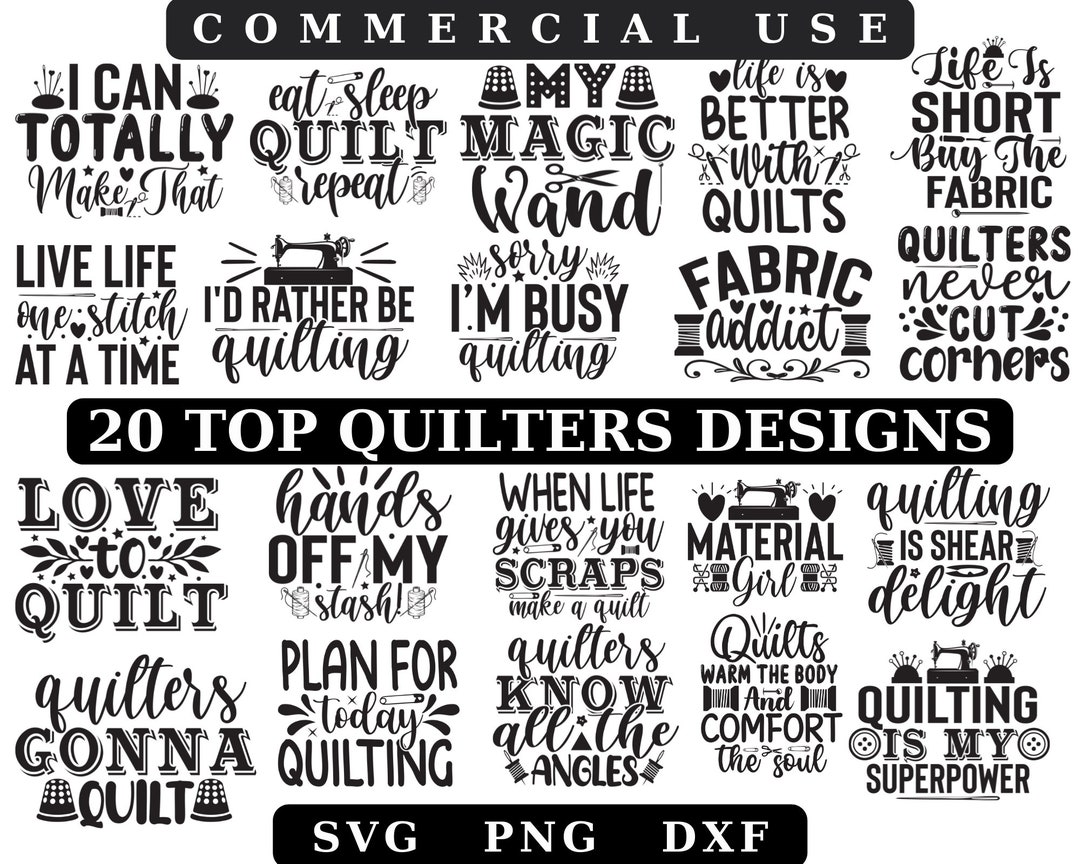 Quilting SVG Bundle: Sewing Designs, Crafting Quotes (digital Download ...