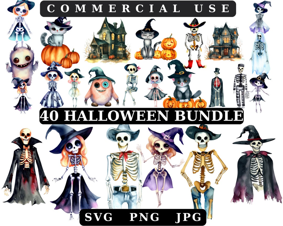 Halloween Clipart Bundle,hand-drawn Digital Files, Halloween Clipart ...