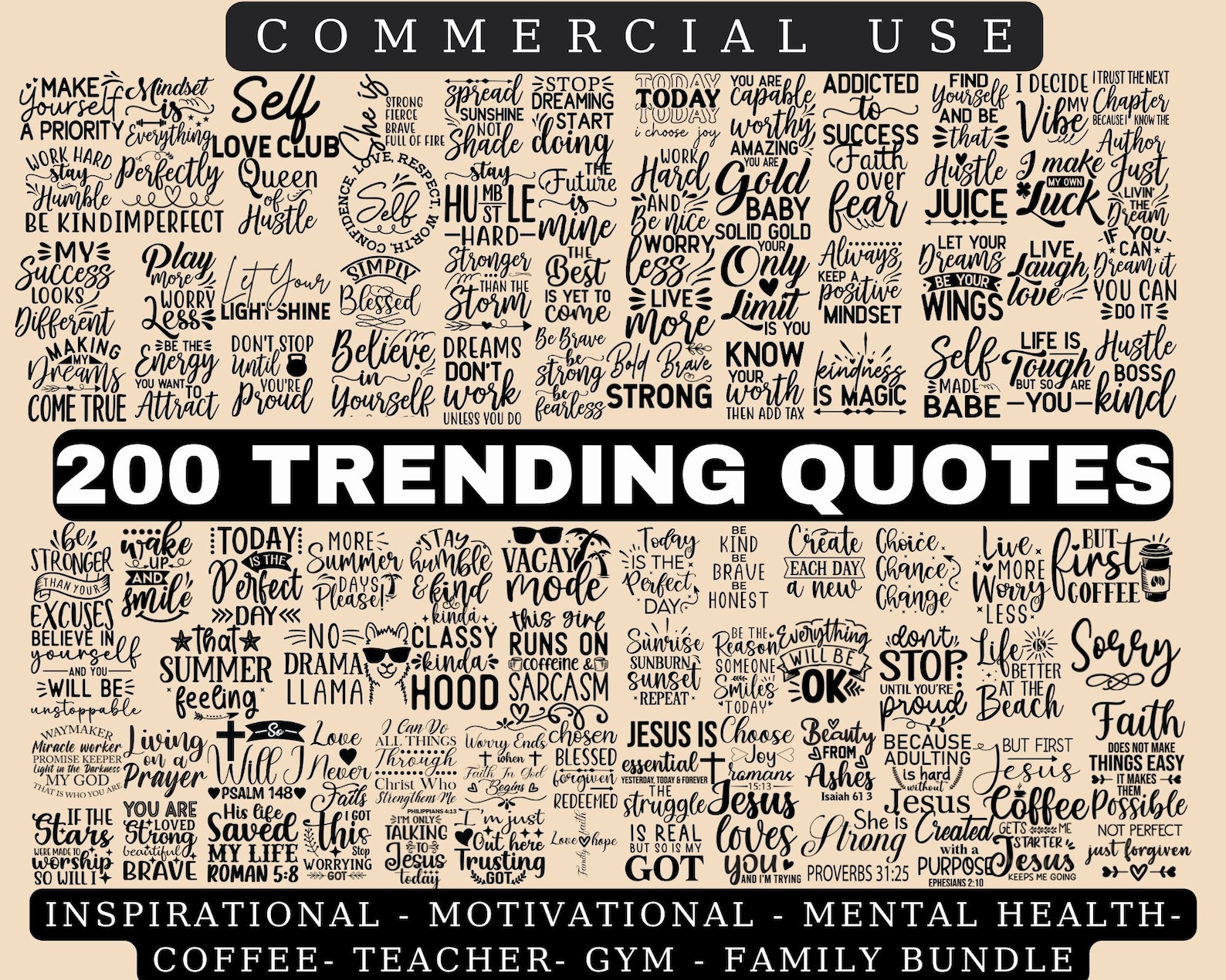 200 TRENDING QUOTES Svg Png Dxf Pack Commercial License - Etsy