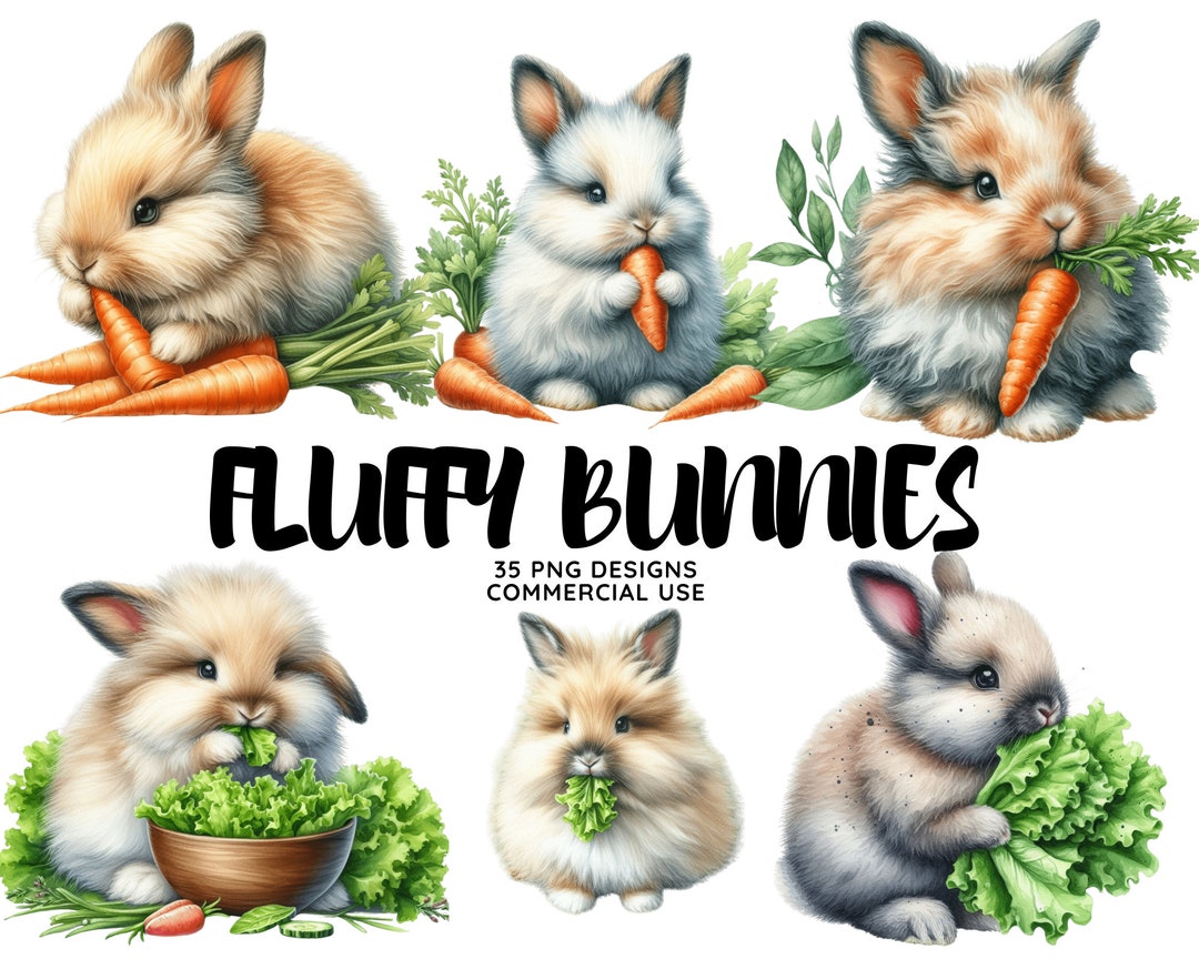 Easter Bunny Clipart, Carrot Salad Rabbit Clipart, Printable Watercolor ...