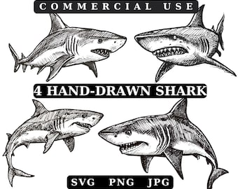 Shark Svg Bundle, Shark Silhouettes Svg, Hammerhead Shark Svg, Shark ...