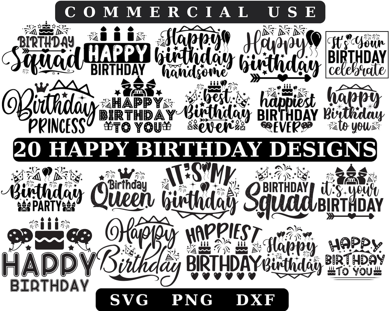 Happy Birthday SVG Bundle Happy Birthday Svgbirthday Svg - Etsy