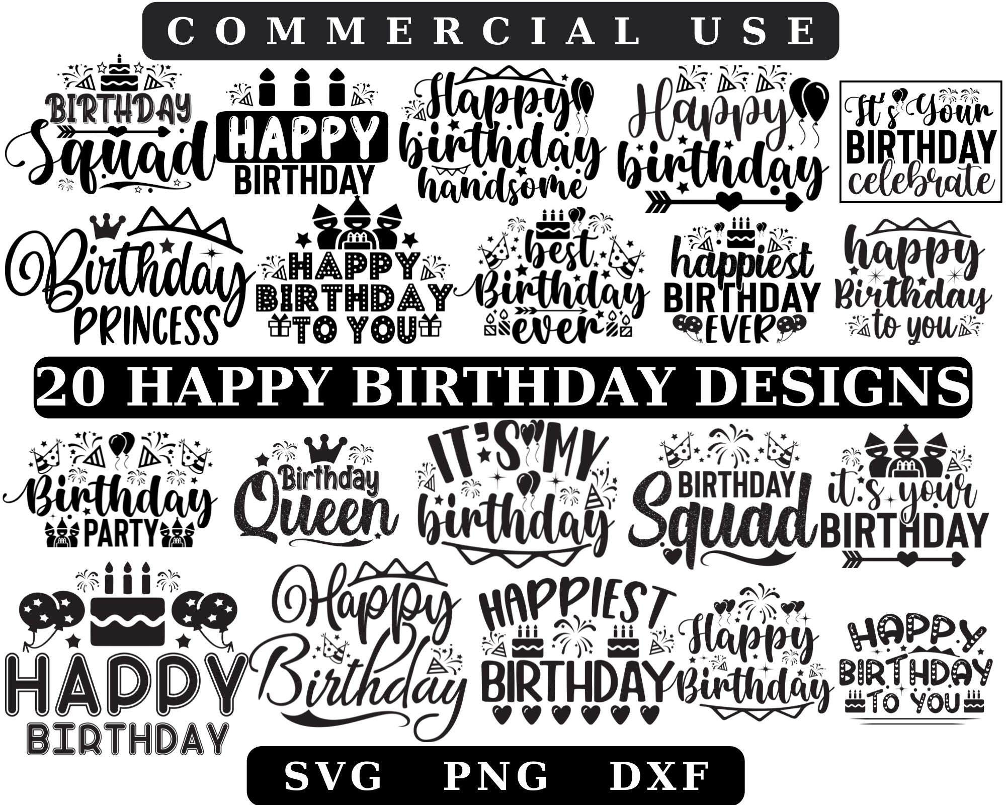 Happy Birthday SVG Bundle Happy Birthday Svgbirthday Svg - Etsy